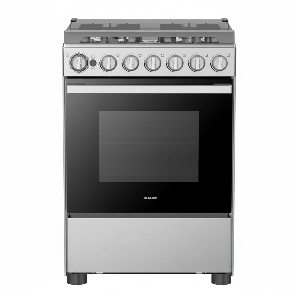 Sharp 60x60 4 Burner Free Standing Stainless Steel Gas Oven + Cooker ...